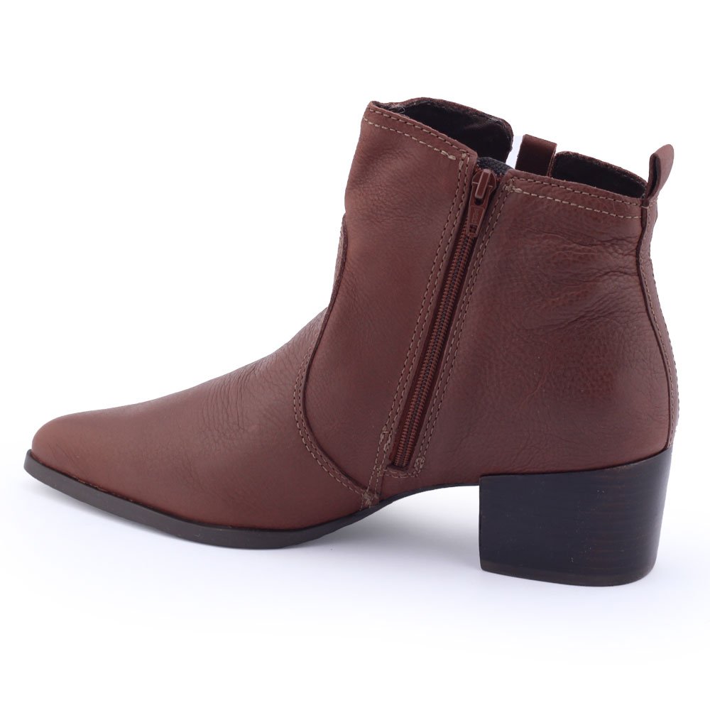 Bota Couro Natural Bottero Feminina 336203 Wood Bico fino Marrom