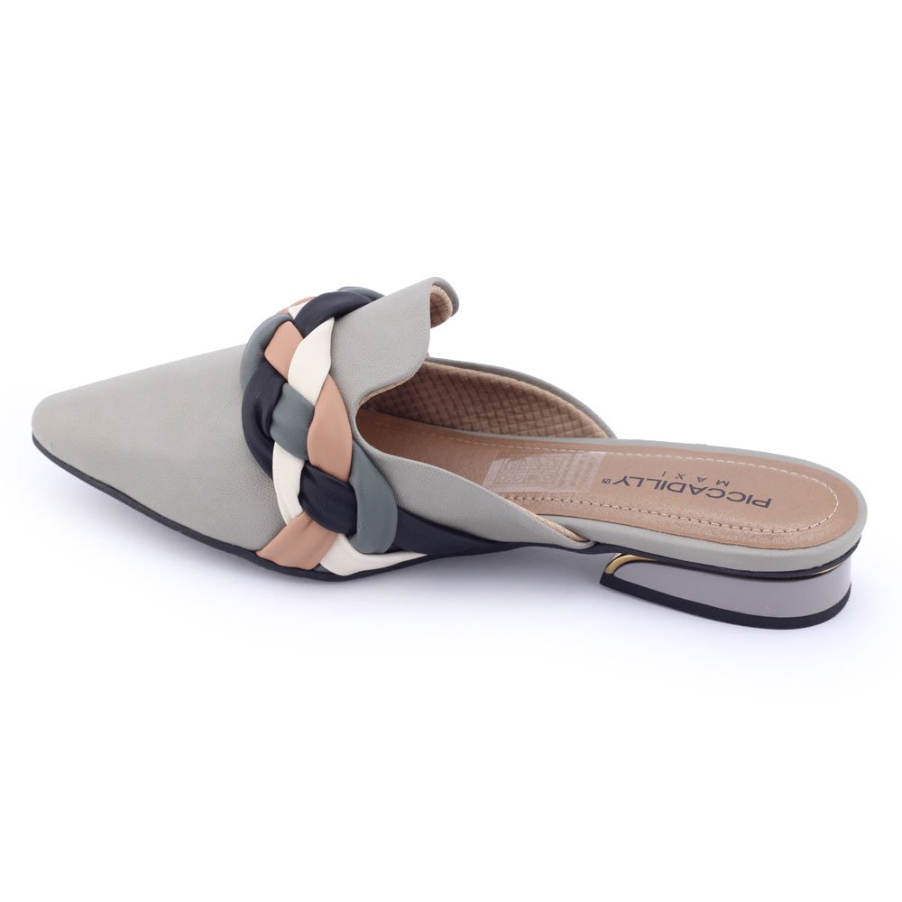 Mule Feminino Piccadilly Maxi 279008 social trança gold Cinza