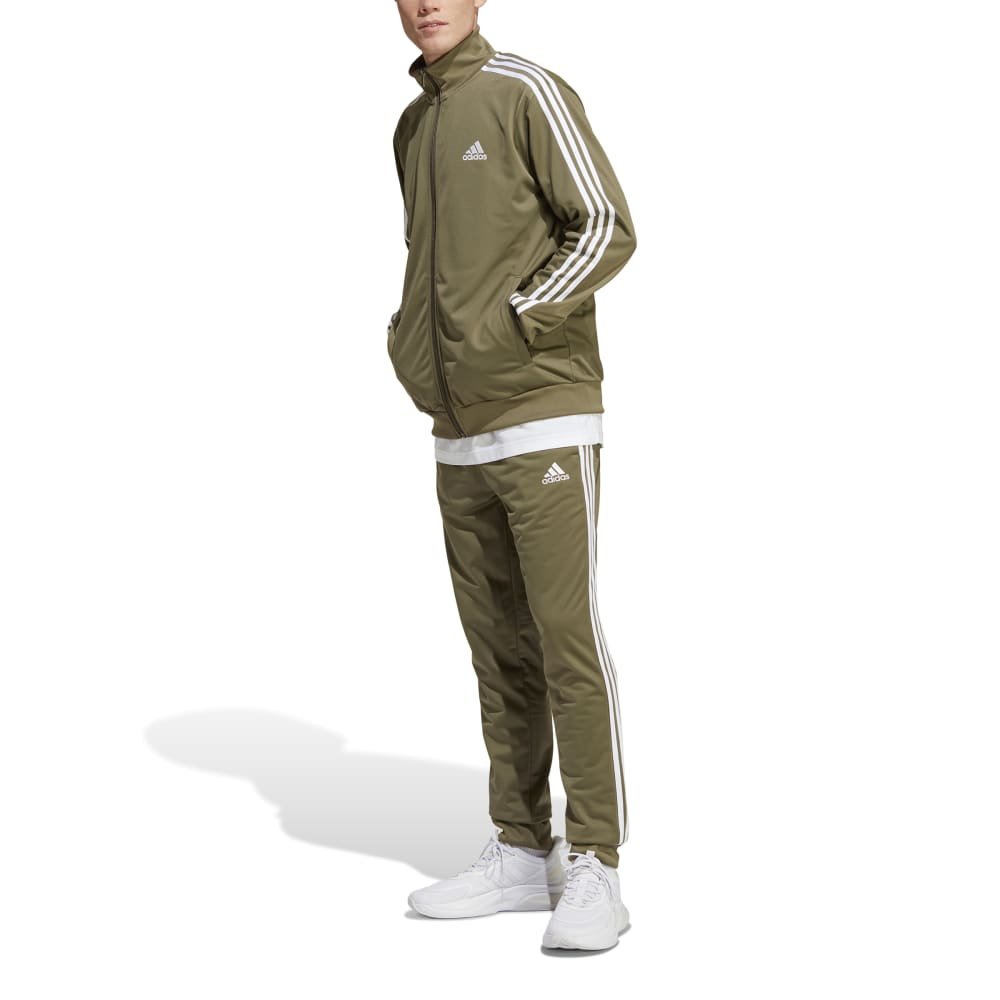 Agasalho Adidas Malha Linear Sportswear IC6775 zíper Oliva